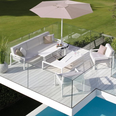 Collezione Salotti Ninix in acciaio inox e teak